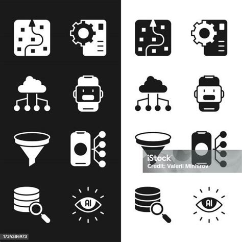 Set Chat Bot Network Cloud Connection Neural Network Funnel Filter Artificial Intelligence Ai