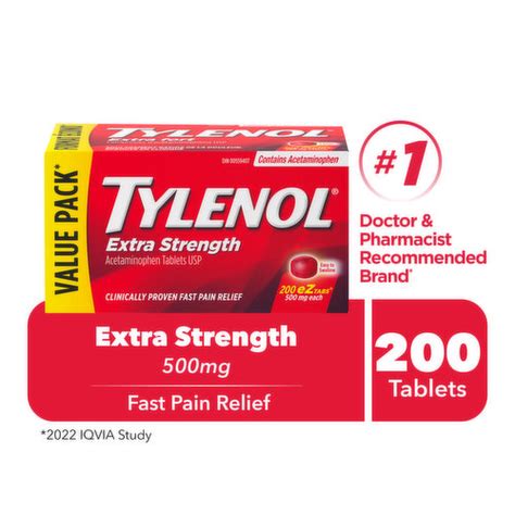 Tylenol Extra Strength Ez Tablets 500mg Pricesmart Foods
