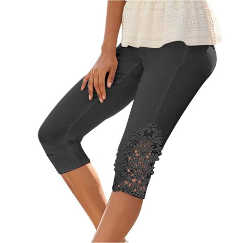 Exercise Pants For Women New Womens Knee Length Capris Leggings Floral
