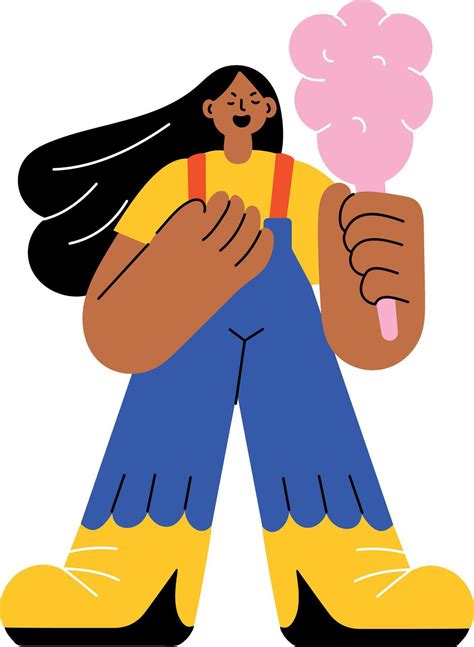 A Flat Style Illustration Showing A Person Eating Candy 66174948 Vector