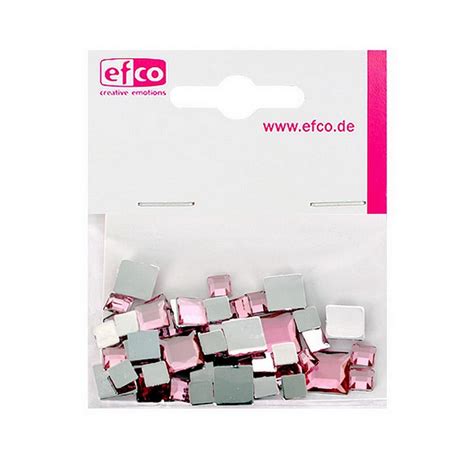 Set Of 52 Square Cabochons In Faceted Acrylic To Stick 4 Sizes