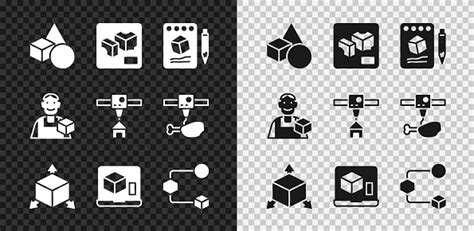 기본 기하학적 모양 3d 프린터 종이에 스케치 등각 큐브 그래픽 디자이너 및 집 아이콘을 설정합니다 벡터 3차원 형태에 대한 스톡 벡터 아트 및 기타 이미지 Istock
