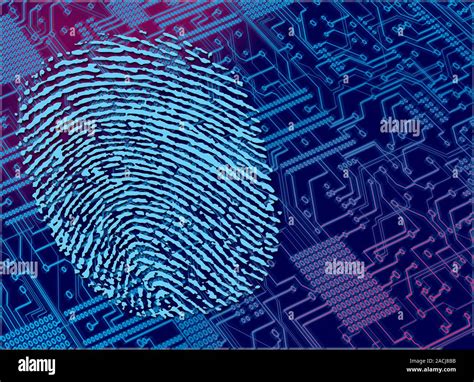 Biometric Security Computer Artwork Showing A Human Fingerprint With An Image Of A Printed