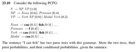 Solved 23 10 Consider The Following Pcfg S Np Vp [1 0 Np