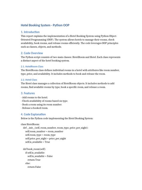 Python Hotel Booking System Oop Pdf Object Oriented Programming