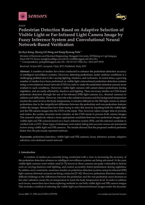 pdf pedestrian detection based on adaptive selection of visible light