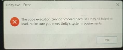 The code execution cannot proceed because Unity.dll failed to load ...