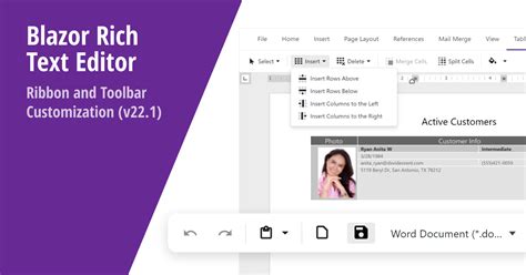 Blazor Rich Text Editor — Ribbon And Toolbar Customization V221