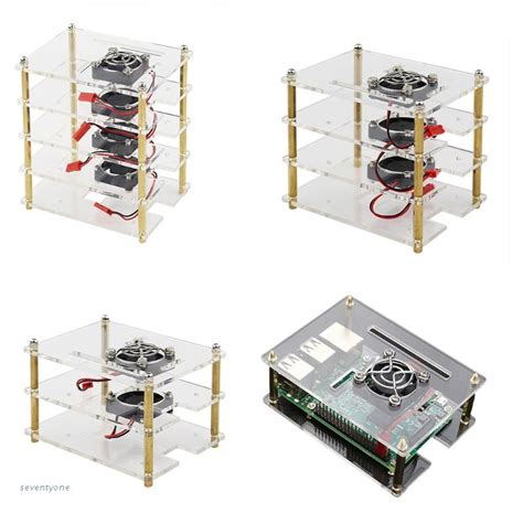 ~ เคสหลายชั้นสําหรับ raspberry pi cluster pi 4 b pi พร้อมพัดลมระบายความ