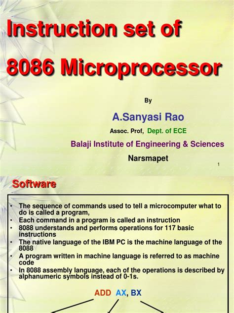 The Instruction Set Of The 8086 Microprocessor Pdf Assembly