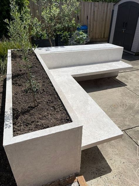 Outdoor Seating With Planter And Storage Concrete Bench Outdoor