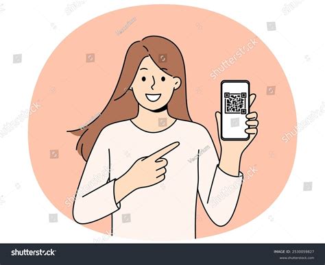 Woman Holds Phone Demonstrating Qr Code Stock Vector Royalty Free 2530059827 Shutterstock