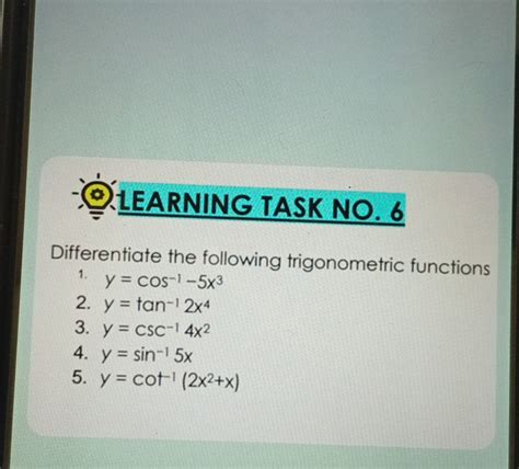 Differentiate The Following Trigonometric Studyx