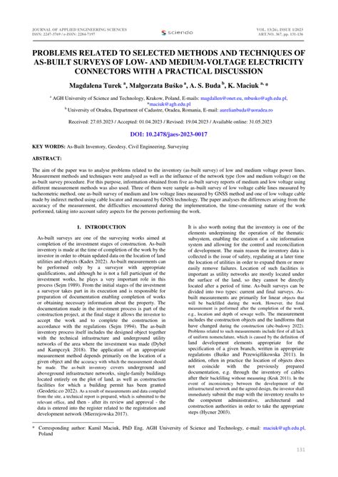 Pdf Problems Related To Selected Methods And Techniques Of As Built Surveys Of Low And Medium