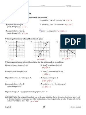 2 4 Writing Linear Equations Practice PDF Algebra Teaching