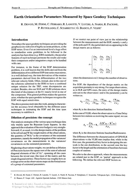 Pdf Earth Orientation Parameters Measured By Space Geodesy Techniques