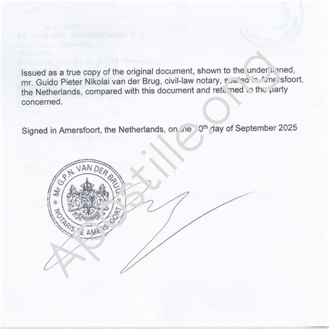 Dutch Notarization Sample And Express Legalization And Apostille Service Apostille For Any