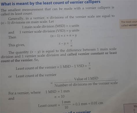 What Is Meant By The Least Count Of Vernier CallipersThe Smallest Measur