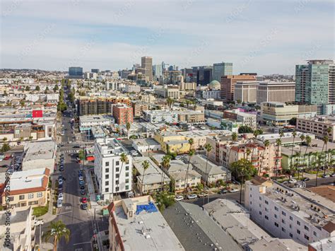 Los Angeles California February 17 2023 Aerial City View Drone