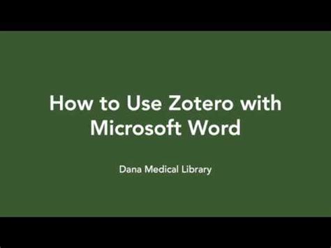 How To Use Zotero With Microsoft Word YouTube How To Use Zotero With Microsoft Word YouTube