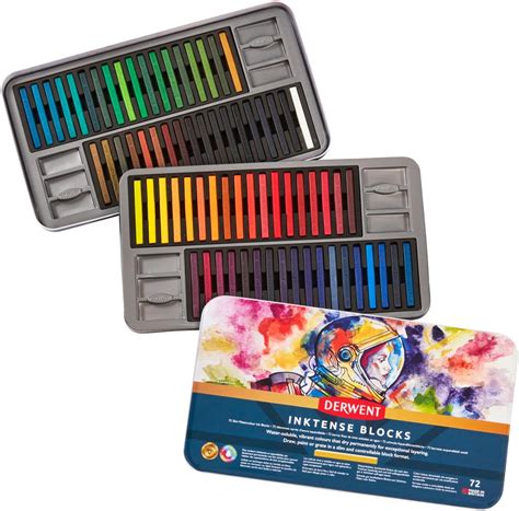 Derwent Inktense Blocks 72 Tin Set Of 72 8mm Block Soft Texture