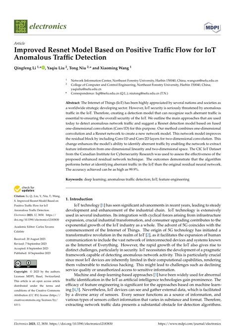 Pdf Improved Resnet Model Based On Positive Traffic Flow For Iot