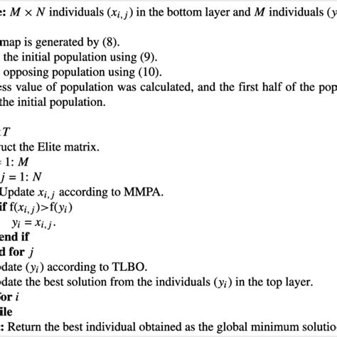 Pseudo Code Of The Hybrid Mmpa Tlbo Download Scientific Diagram