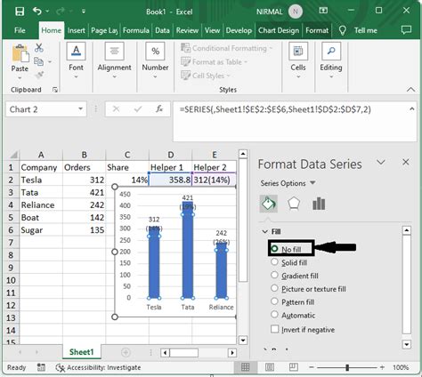 Excel 如何创建同时显示百分比和值的图表 极客笔记
