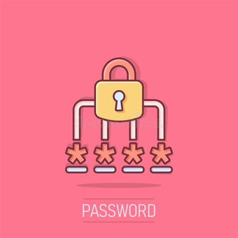 Login Icon In Comic Style Password Access Cartoon Vector Illustration On White Isolated