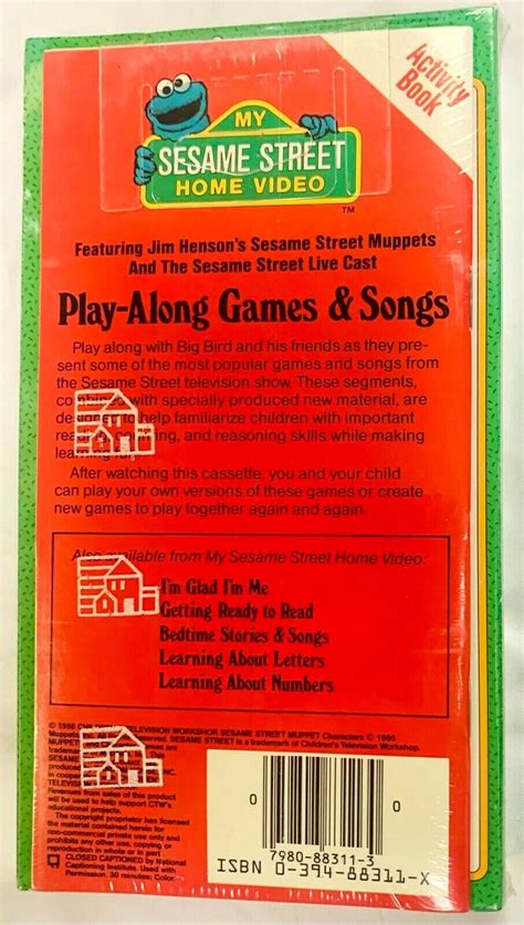 Sesame Street Play Along Games Songs Vhs 1986 W Activity Book New