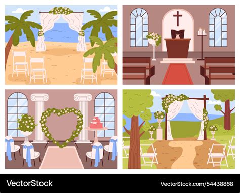 Wedding Venue Set Floral Royalty Free Vector Image