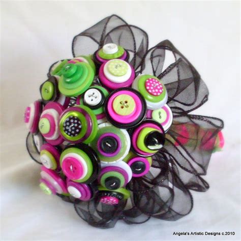 Items Similar To Neon Button Bouquet Alternative Wedding Pink And