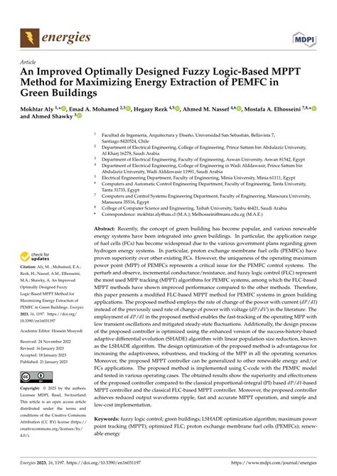 Pdf An Improved Optimally Designed Fuzzy Logic Based Mppt Method For Maximizing Energy