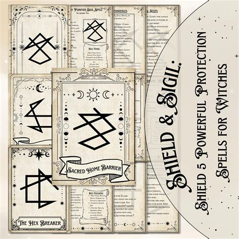 Protection Sigils And Spells Printable 5 Witchcraft Sigil Pages For