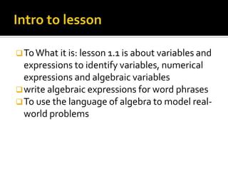 Variables And Expressions PPTX