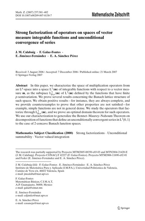 Pdf Strong Factorization Of Operators On Spaces Of Vector Measure Integrable Functions And