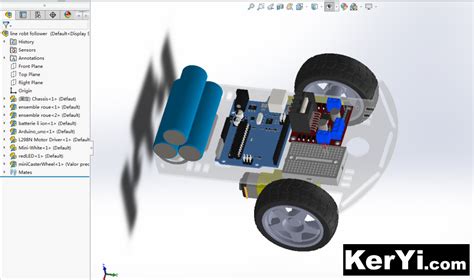 Line Follower编程玩具小车模型3d图纸 Solidworks设计 附step Keryi