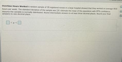 solved overtime hours worked a random sample of 18