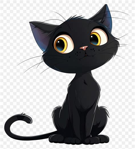 Black Cat Cute Black Cat Cartoon Illustration Png 3900x4312px