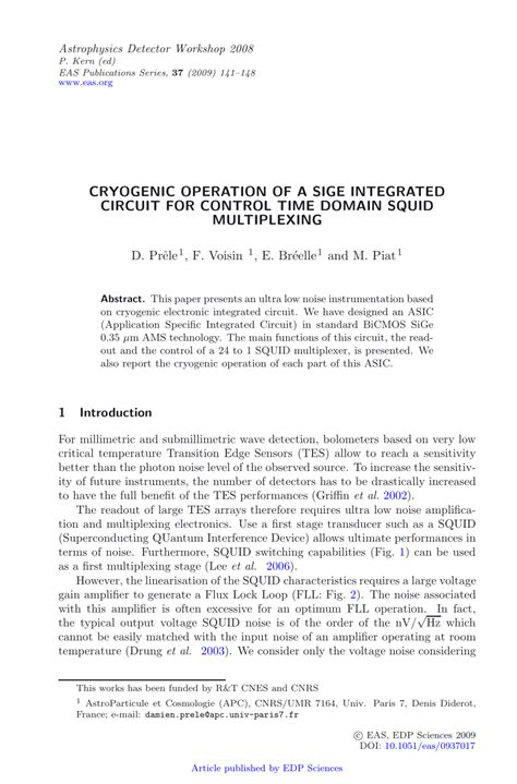 Pdf Cryogenic Operation Of A Sige Integrated Circuit For Control Time