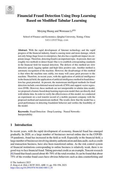 Pdf Financial Fraud Detection Using Deep Learning Based On Modified Tabular Learning