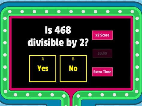 Divisible By 2 Say Yes Or No To The Following Questions Gameshow Quiz