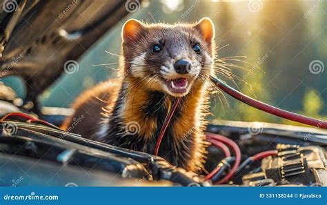 Marten Gnaws Electrical Cables In A Car Stock Illustration Illustration Of Marten Background