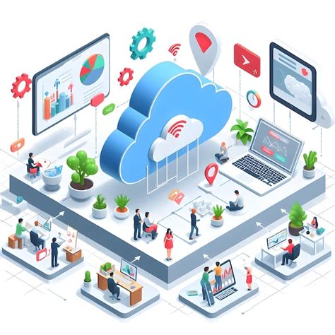 3d Flat Vector As Cloud Computing And Remote Work Solutions With Connectivity Symbols Concept As