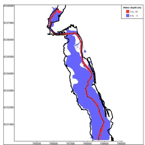 Map Of The Reference Flood Calculated Using 2d Model With The Reference Download Scientific