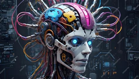 Futuristic Ai And Agi Robot Android With Intricate Colorful Wiring And Advanced Visual