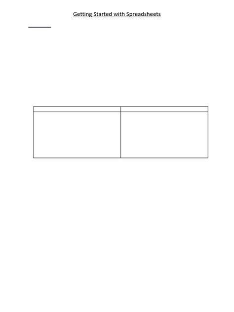 Getting Started With Spreadsheets Pdf