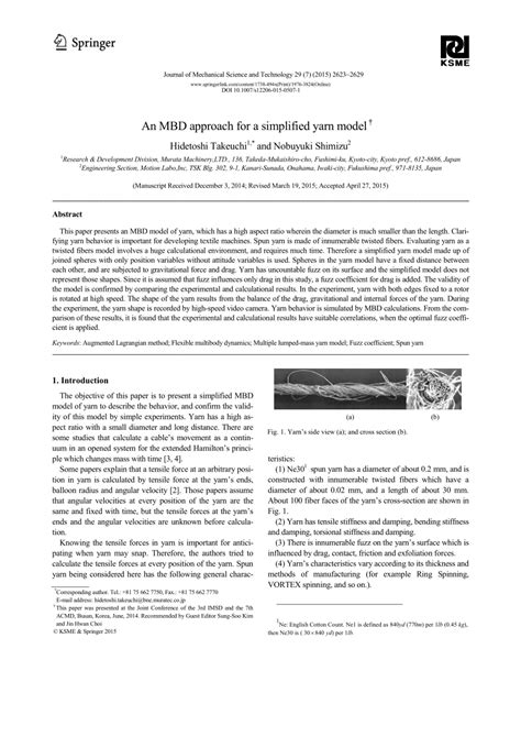pdf an mbd approach for a simplified yarn model