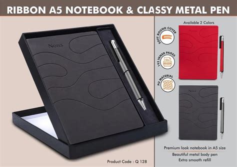 Ribbon Notebook T Set A5 Ribbon Notebook With Classy Metal Pen At