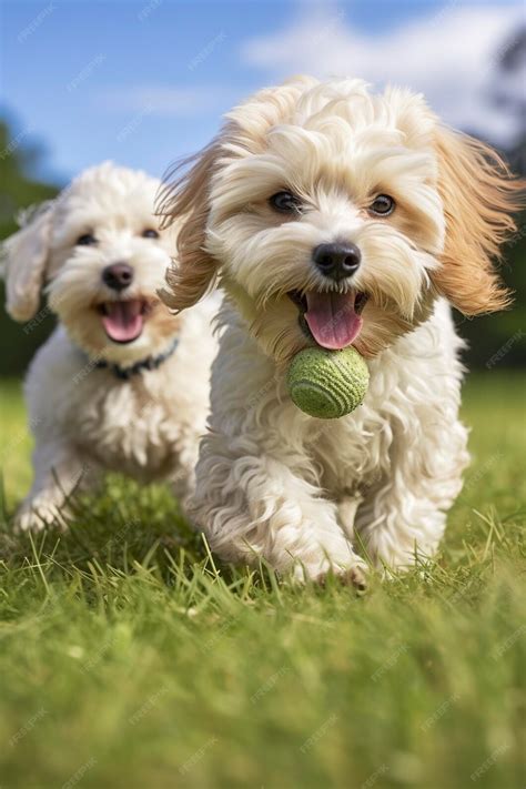 Premium Ai Image A Female Maltese Dog Amp A Male Cockapoo Playing In